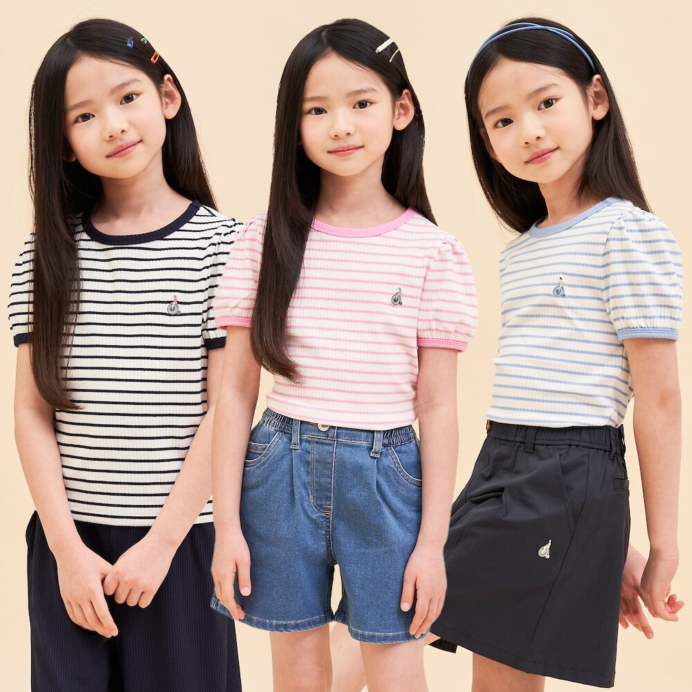 [BEANPOLE KIDS] 24SS 여아 저지 반소매 스트라이프 티셔츠 (3종 택1)- 이랜드몰