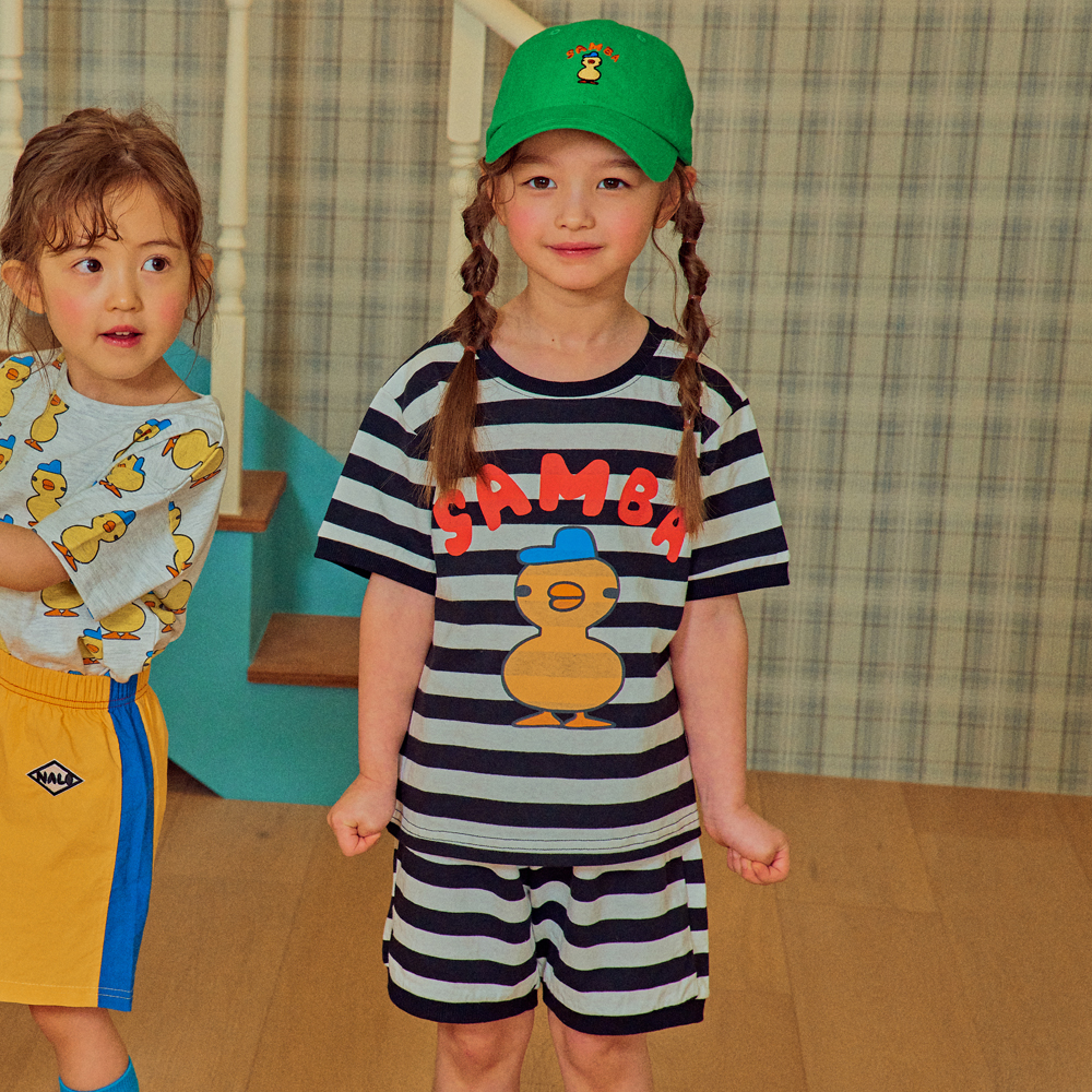 삼바오리 스트라이프 썸머셋업(블랙st)- KIDIKIDI