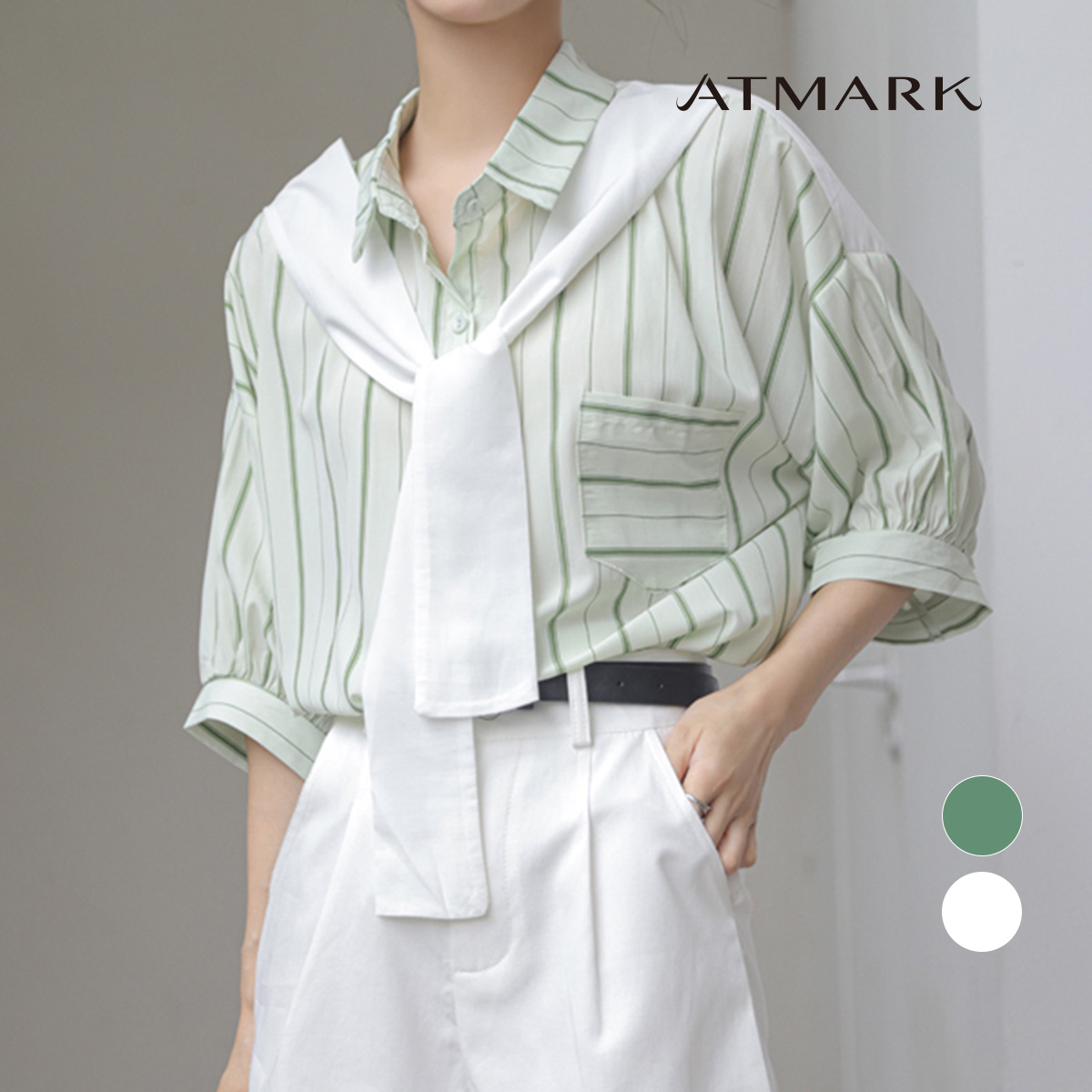 ATMARK (77까지)페이크루즈스트라이프셔츠_AA43SH025G- 이랜드몰