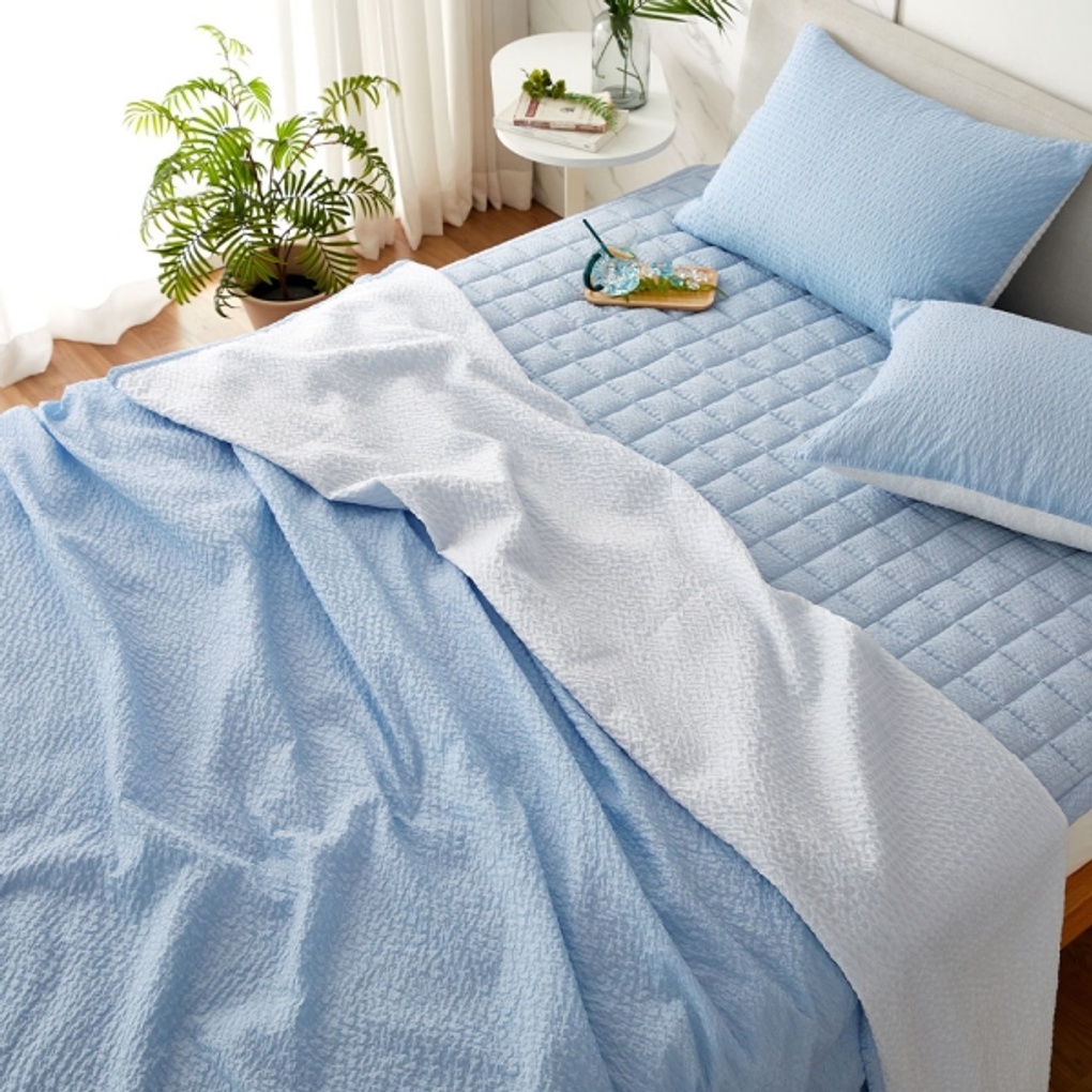 [단독구성세트][SET] 상큼 시어서커 블루 Q (이불+패드 Q+베개커버 2ea)- 모던하우스