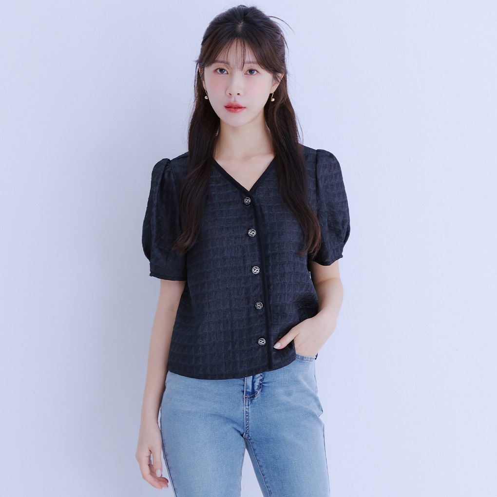 V넥 조직감 블라우스(2colors)_RMBLE25R27- 이랜드몰