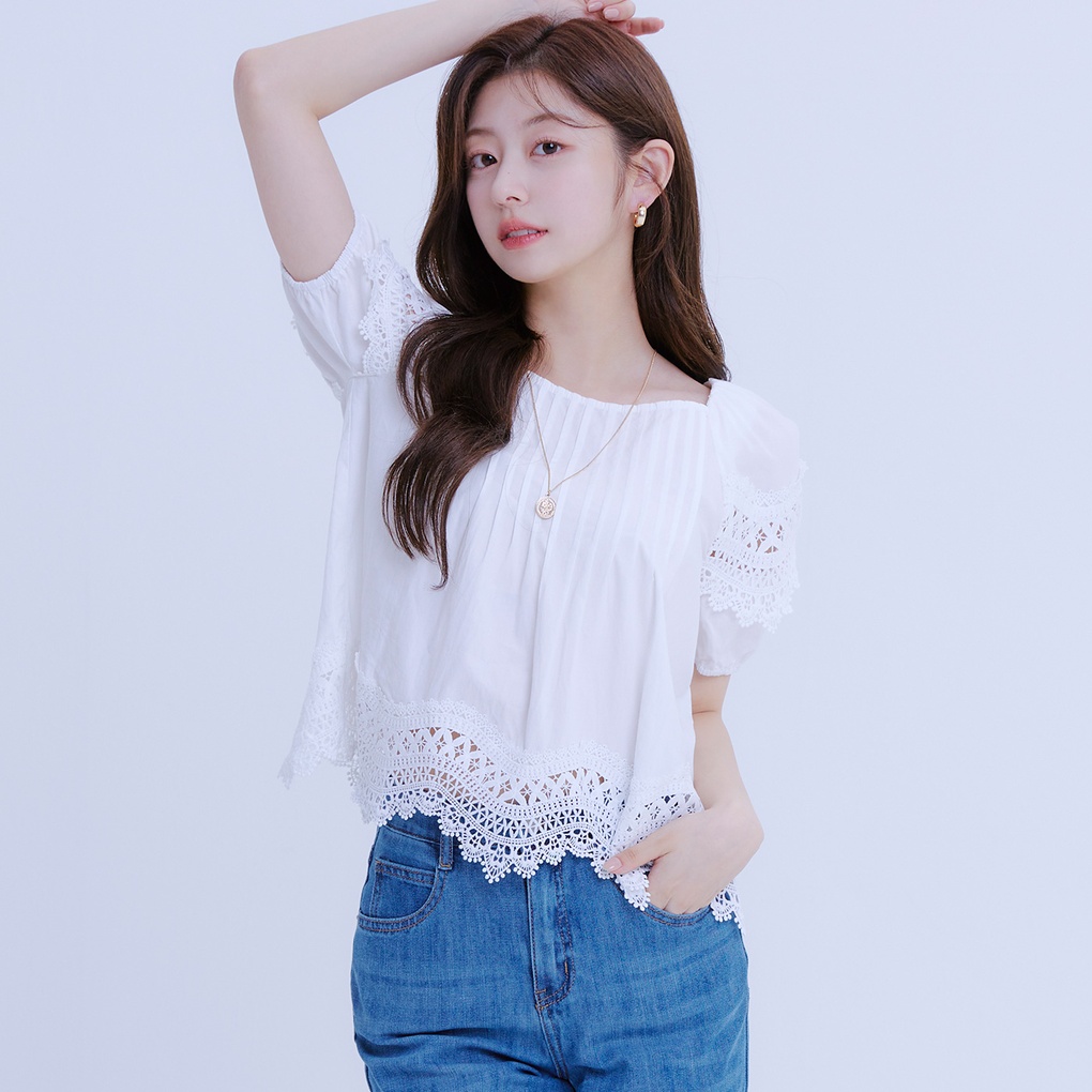 레이스 핀턱 블라우스(2colors)_RMBLE25RT2- 이랜드몰