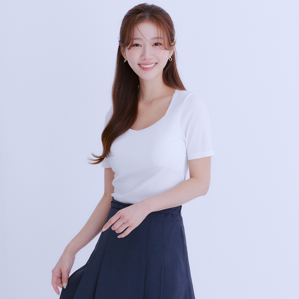 하트넥 골지 티셔츠(2colors)_RMHWE26R99- 이랜드몰