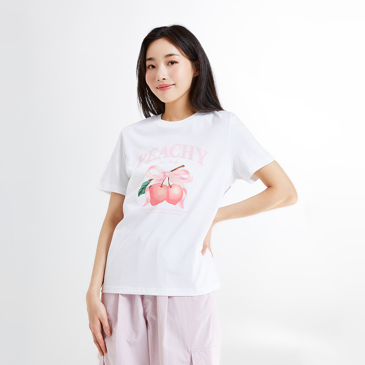 [여성용] (리본) PEACHY 반팔티_SPRPE37G56- 스파오