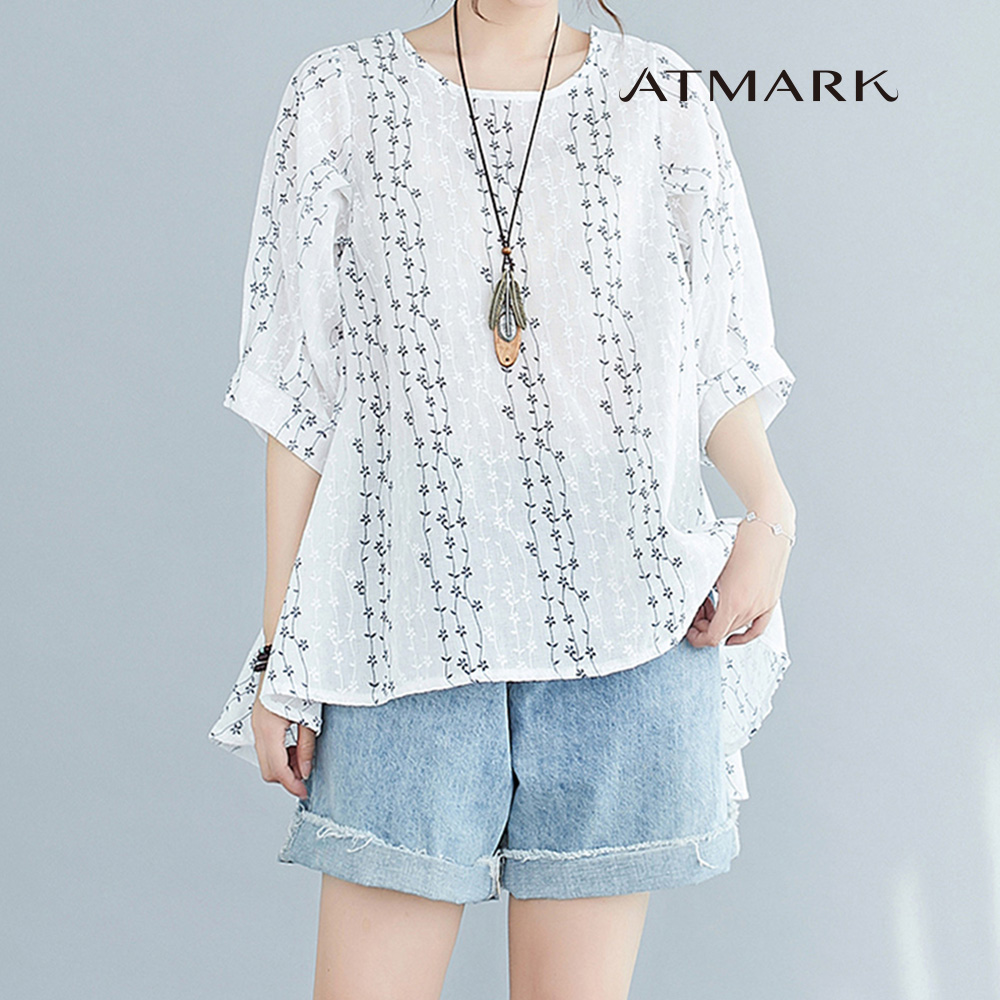 ATMARK (77까지)루즈자수패턴블라우스_AA43BL056G- 이랜드몰