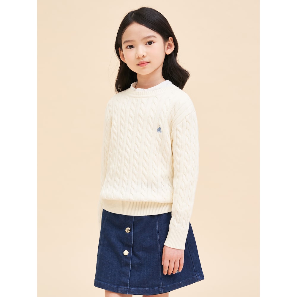 [BEANPOLE KIDS] [Essential] 클래식 면 케이블 니트 스웨터 아이보리- 이랜드몰