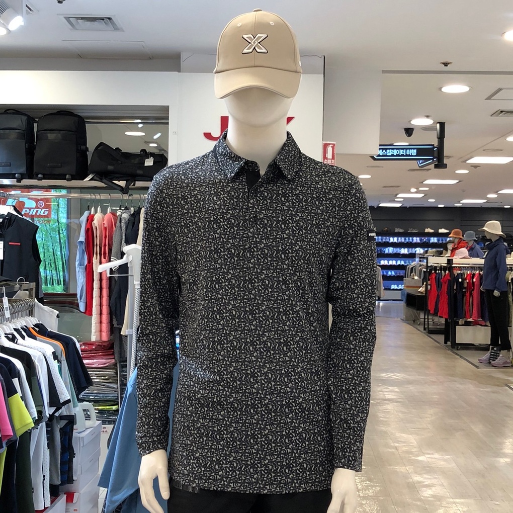 JDX 남성가을 기하학 패턴 제에리 티셔츠(X2TLV3442) BK- 이랜드몰