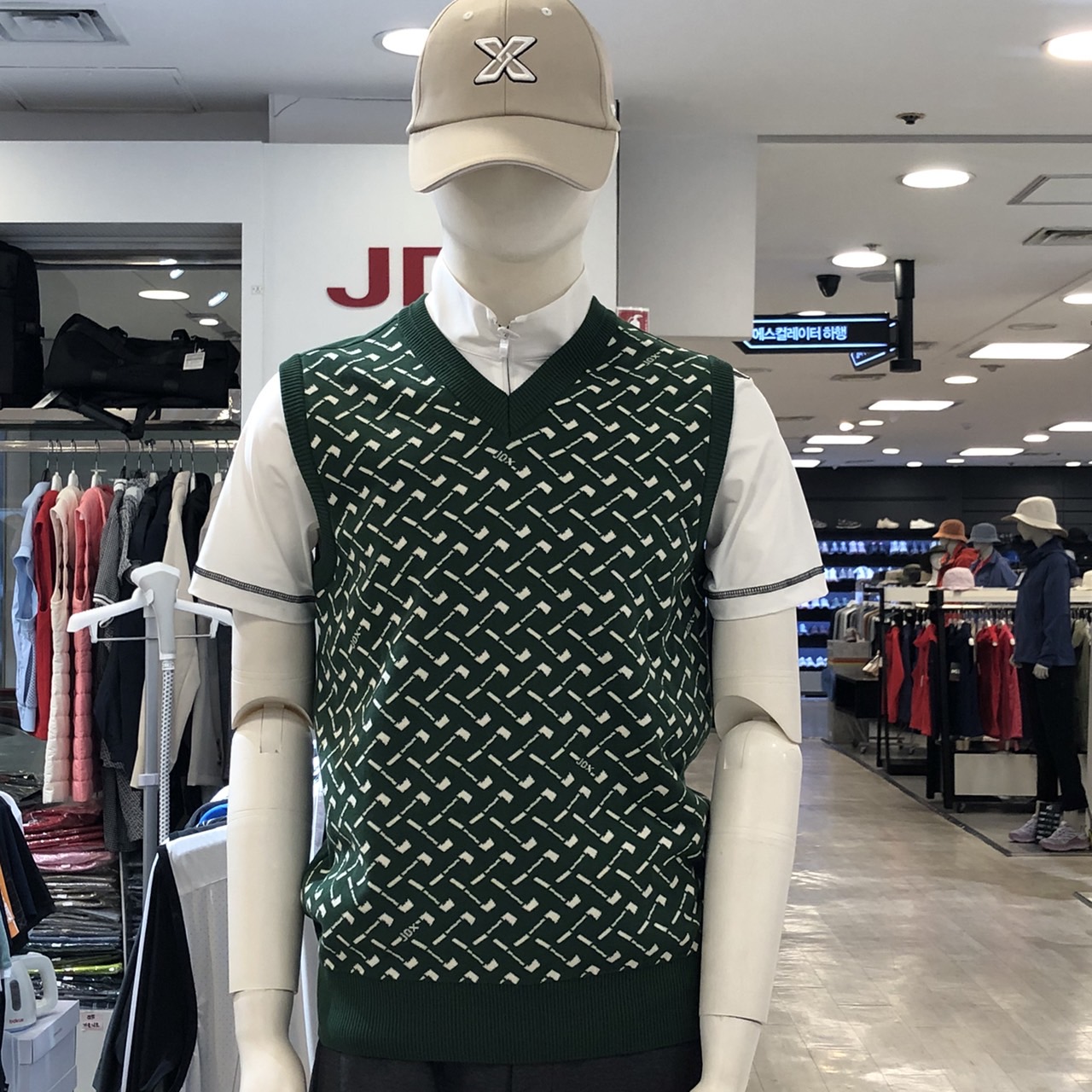 JDX 남성가을 전판 패턴 브이넥 베스트(X2SVV3371) DE- 이랜드몰