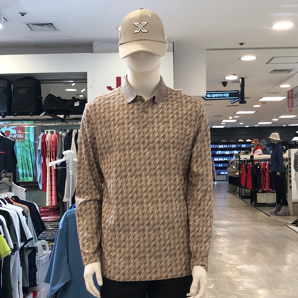 JDX 남성가을 전판 하운드투스 패턴 티셔츠(X2TLV3448) BE- 이랜드몰