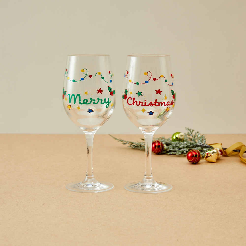 코지베어 크리스마스 아크릴 와인잔 360ML 2P 세트_PL9124012- 모던하우스