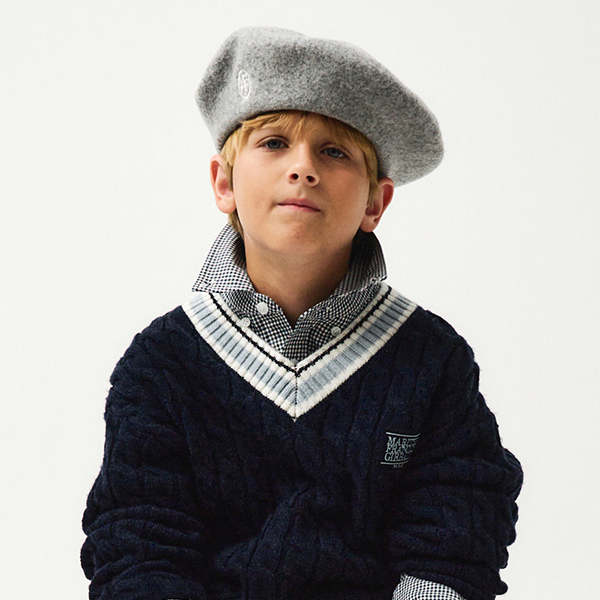 ENFANT CIRCLE LOGO EMBROIDERY WOOL BERET h gray- KIDIKIDI