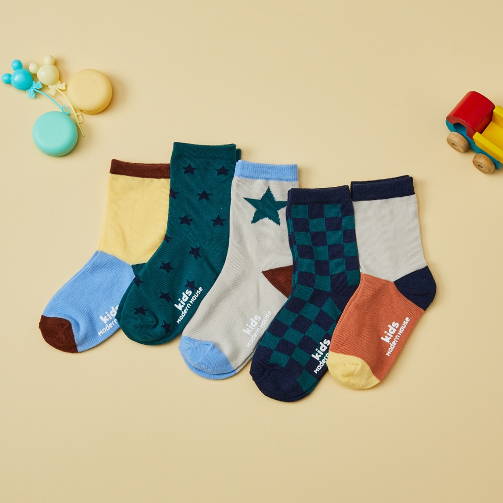 먼데이 투 프라이데이 양말 5P SET 4-7Y 그린 믹스_CZ8124108- 모던하우스