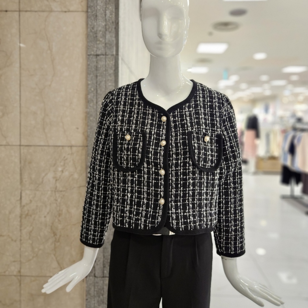 [밸리걸] 체크 트위드 크롭 자켓 (212860) _NC평택점- 이랜드몰