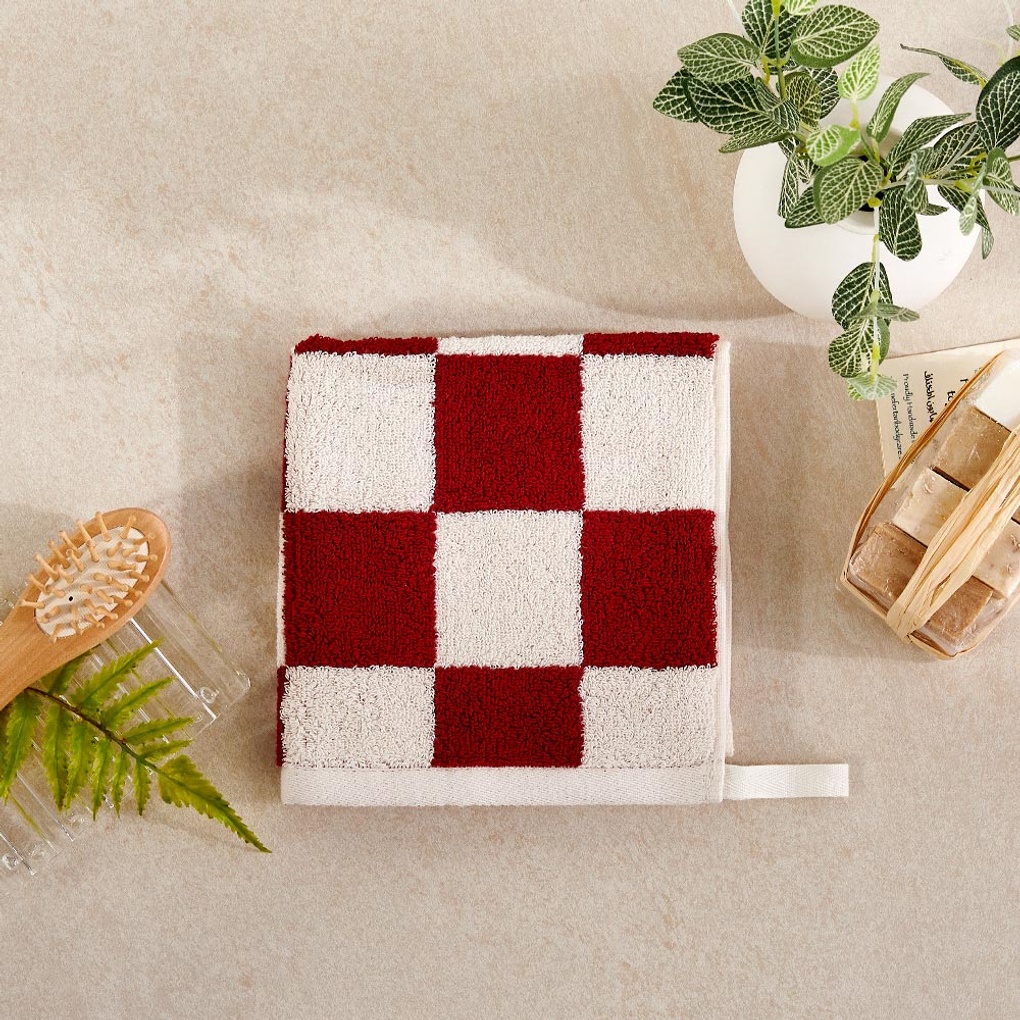 빅 체커보드 핸드타월 RED 34X34cm 65g_BG0124068- 모던하우스