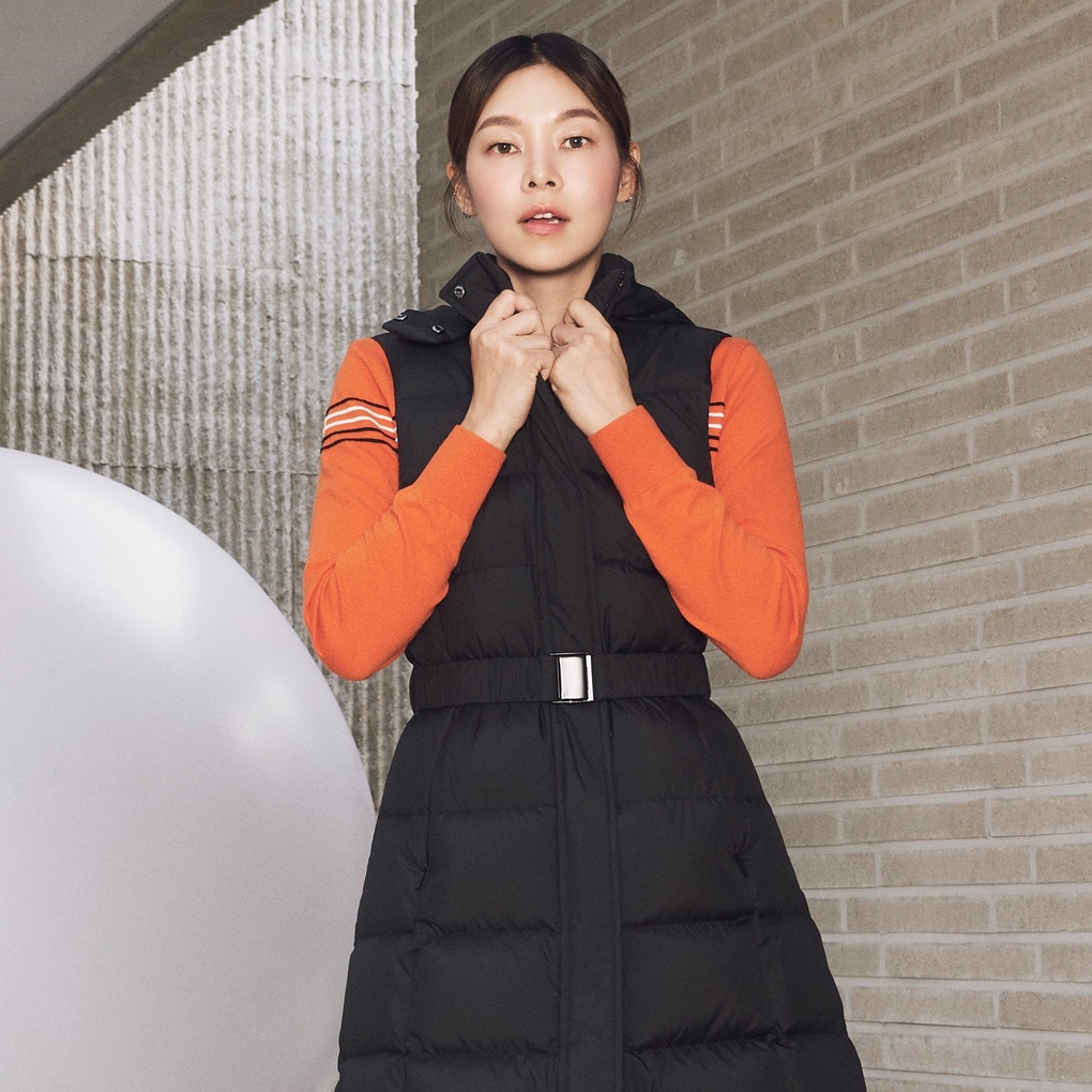 JDX 여성겨울 파이어샷 후드 롱다운 베스트 (X1WVV8152) BK- 이랜드몰