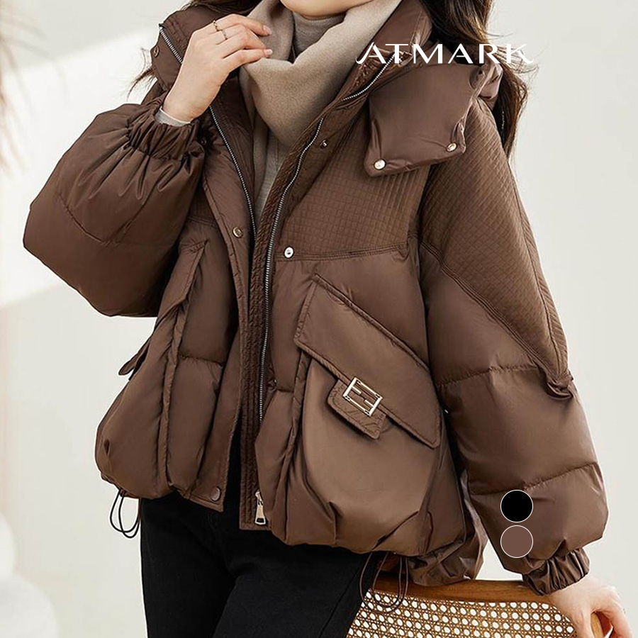ATMARK (77까지)루즈스퀘어디테일패딩_AA49PD016G- 이랜드몰