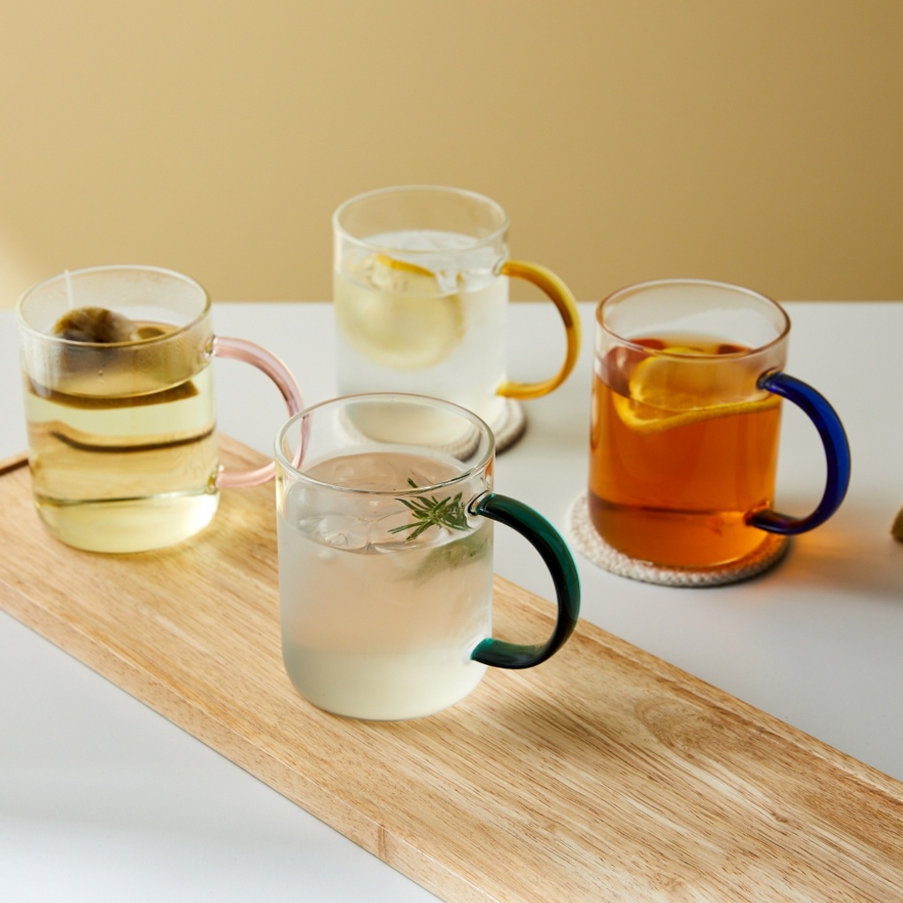 에브리데이 내열 컬러 손잡이 유리잔 4P 400ml_GA0125001- 모던하우스