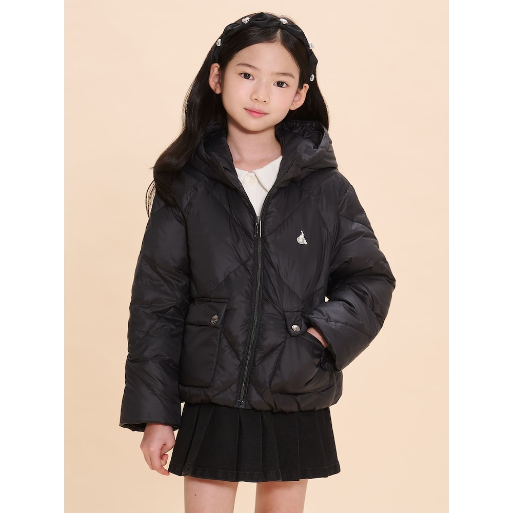 [BEANPOLE KIDS] 후드 덕다운 경량패딩 블랙 (BI5138U905)- 이랜드몰