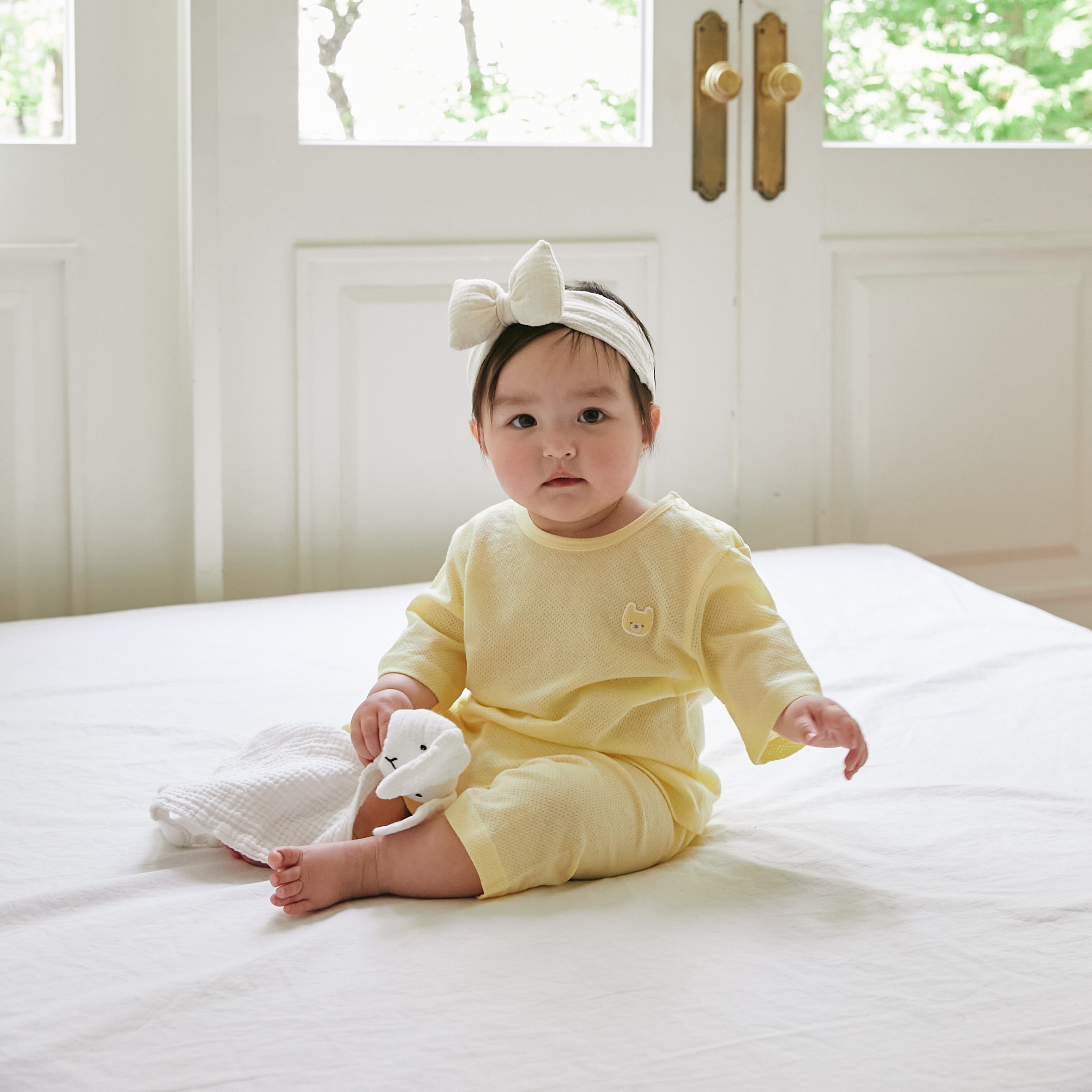 [5+1/교차가능] 매쉬 와펜곰 5부 반팔 실내복 아기내복- KIDIKIDI