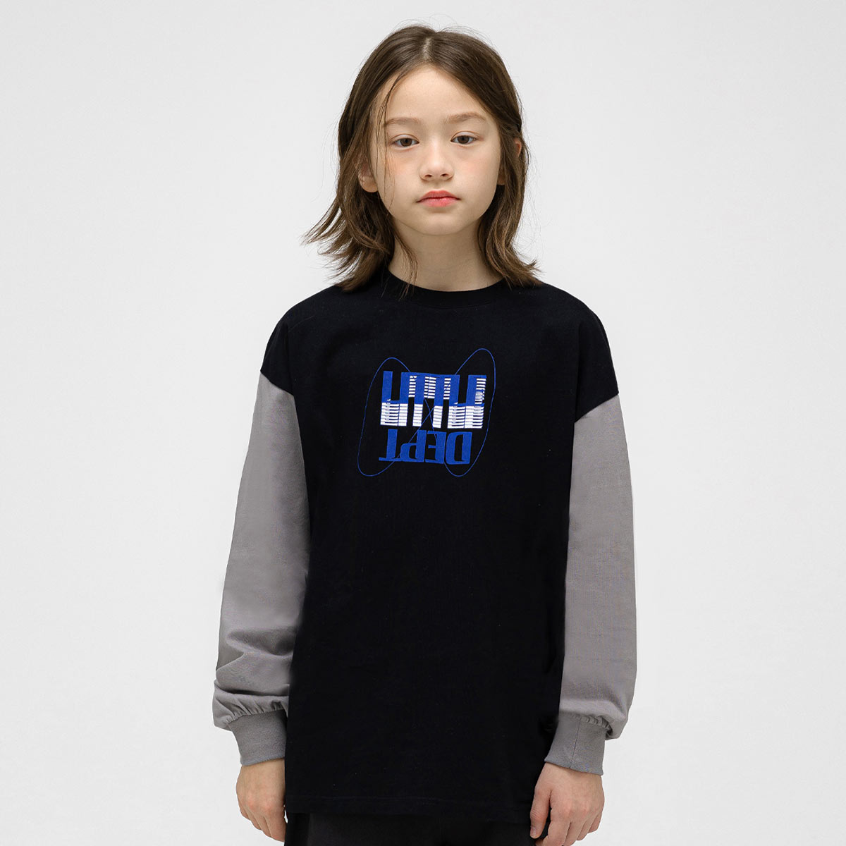 콤비 컬러 롱 슬리브 티셔츠 Black- KIDIKIDI