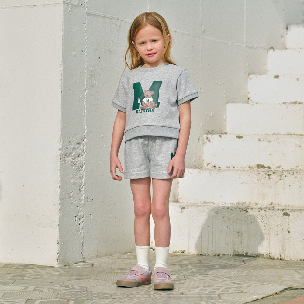 ENFANT M LOGO SWEAT SHORTS heather gray- KIDIKIDI