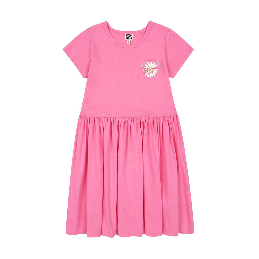 [봉통] 키즈 입술 일러스트 포인트 슬리브리스 드레스 (BUM21NJ46N_PK)- KIDIKIDI