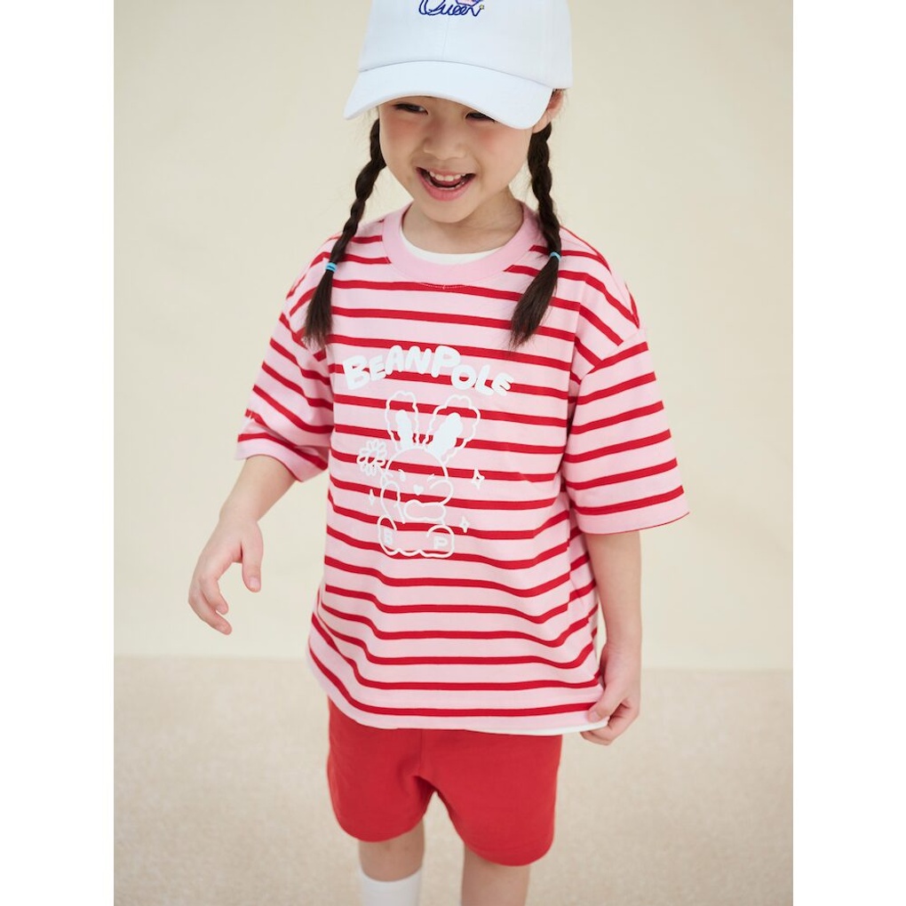 [BEANPOLE KIDS] 그래픽 스트라이프 상하 SET 핑크 (BI5342U02X)- KIDIKIDI