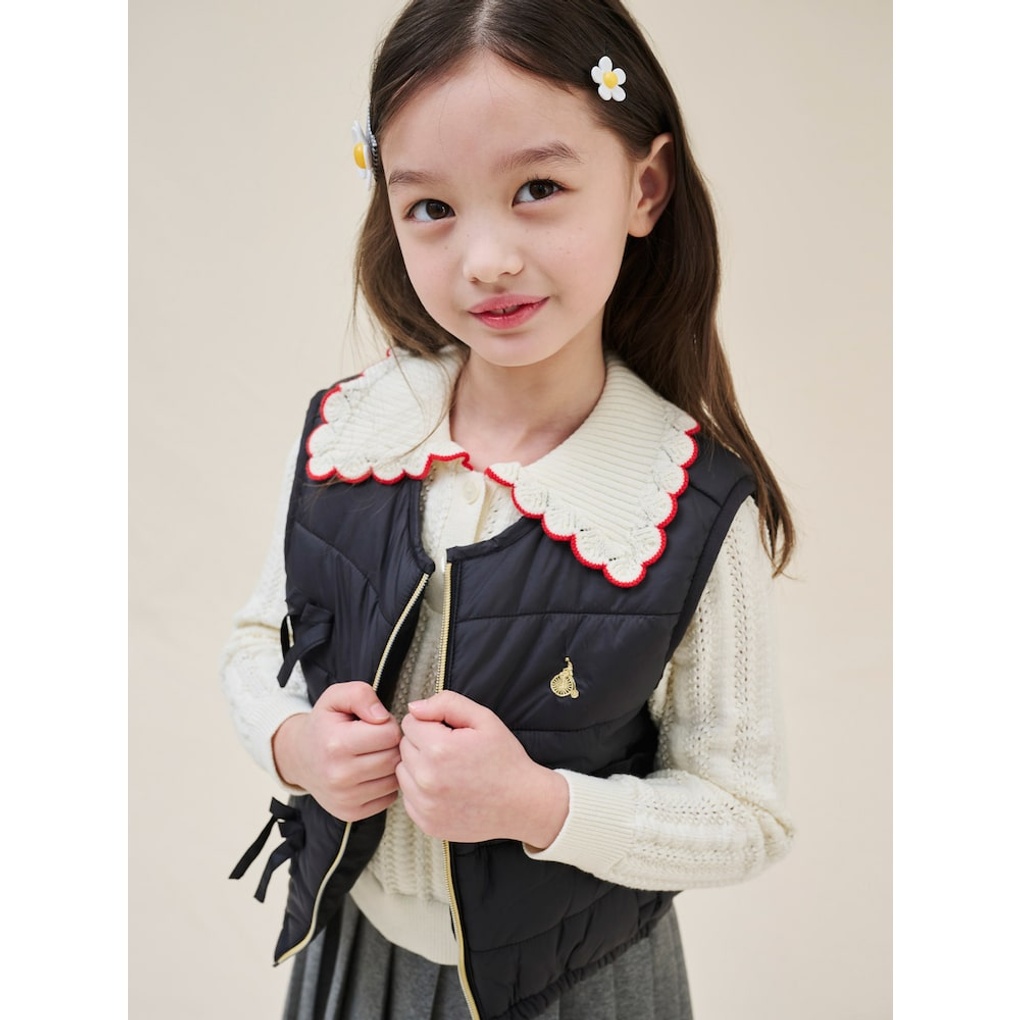 [BEANPOLE KIDS] 여아 리본 퀼팅 베스트 블랙 (BI5136G015)- 이랜드몰