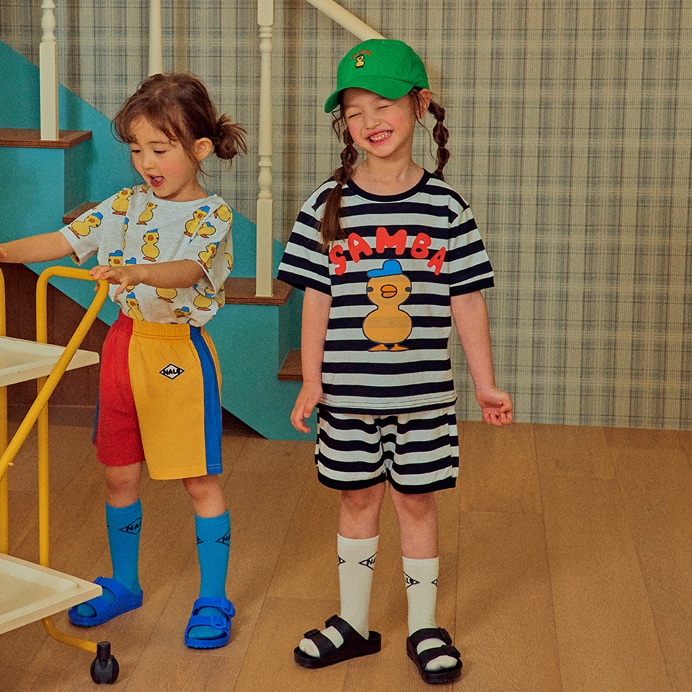 삼바오리 스트라이프 썸머셋업(블랙st)- KIDIKIDI