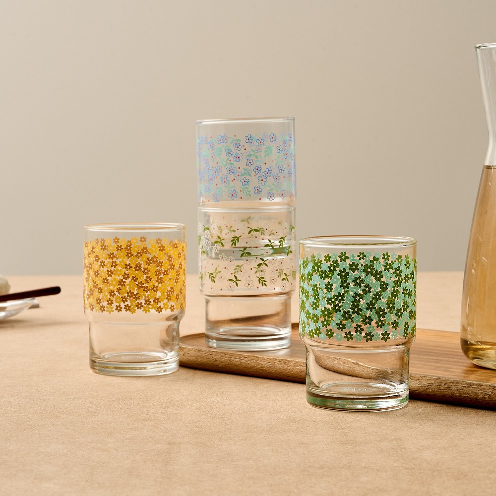 L 잔꽃무늬 사계절 유리컵 245ml 4P_NK2425027- 모던하우스