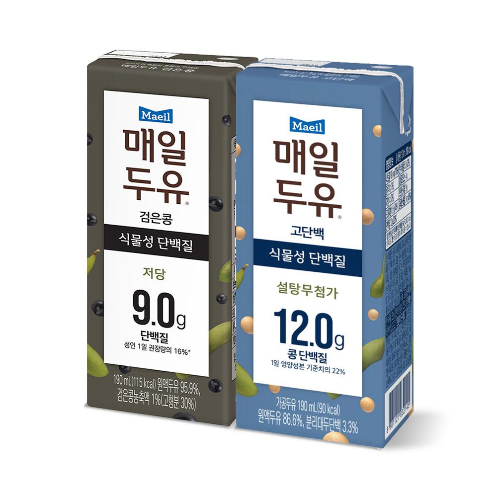 매일두유 혼합 검은콩 190ml 24팩+고단백 190ml 24팩- KIDIKIDI