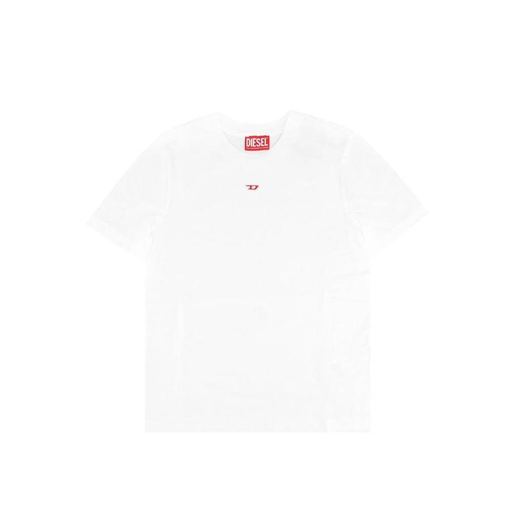 23FW 디젤 A05102 0GRAI 100 자수 스몰 D 로고 반팔 티셔츠 화이트- 이랜드몰