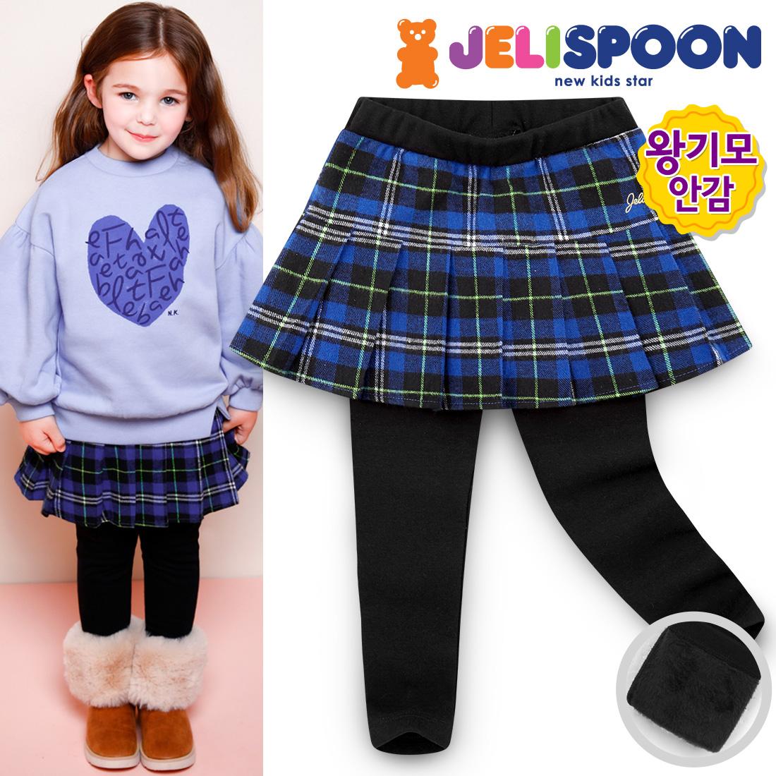 HIT체크플리츠스커트밍크기모레깅스- KIDIKIDI