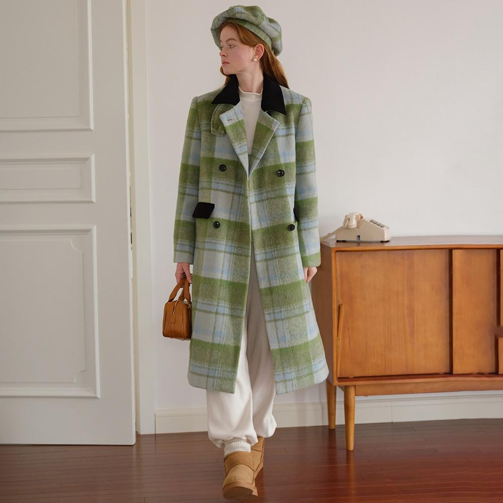Cest_Matcha plaid woolen coat- 이랜드몰