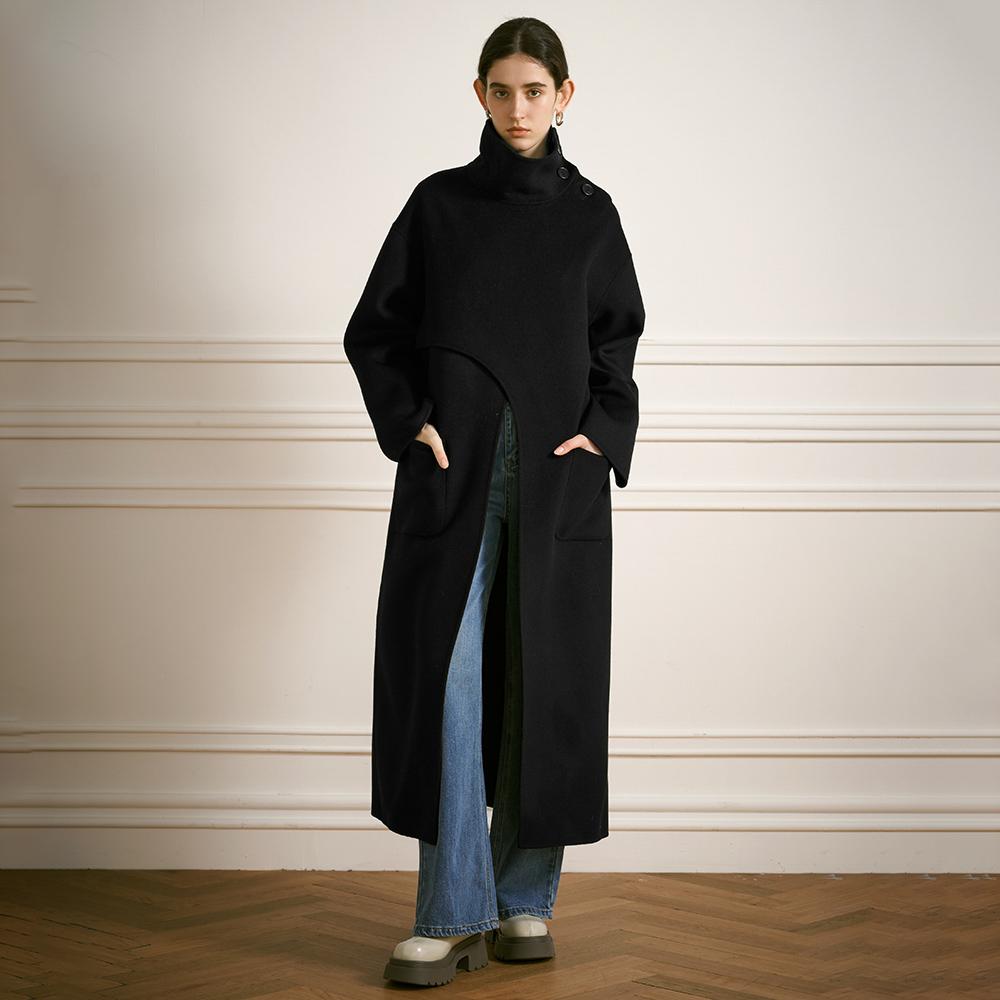 YY_Double sided tweed wool coat_BLACK- 이랜드몰