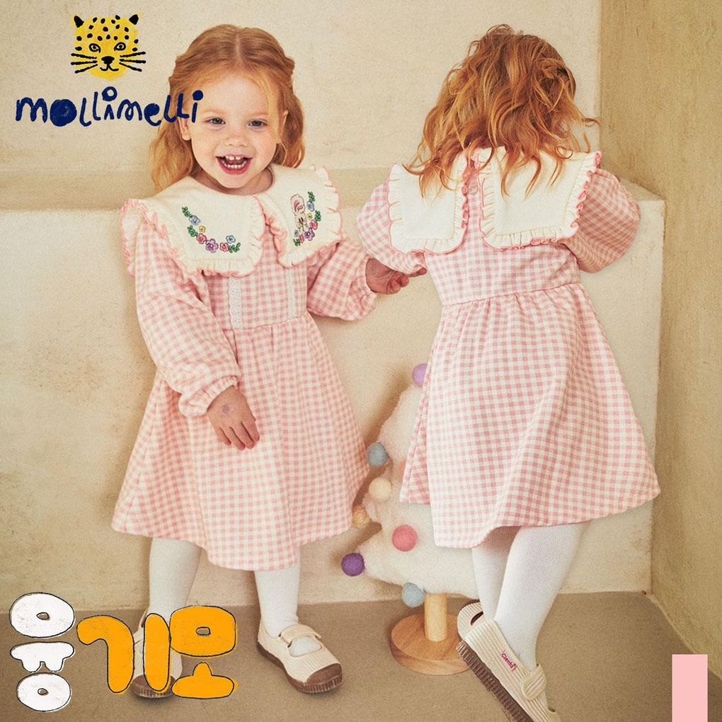 [몰리멜리] 잔잔체크플로랄융기모원피스- KIDIKIDI