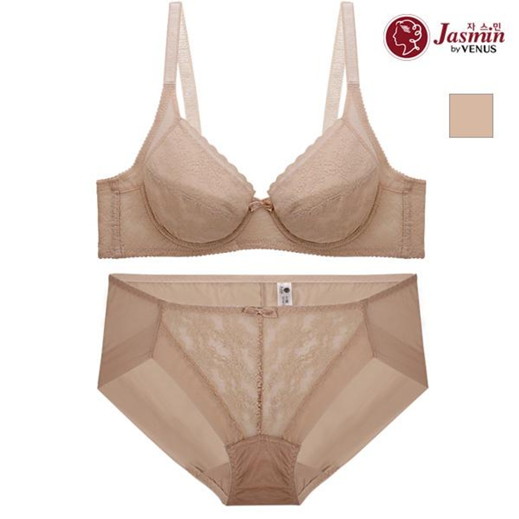 비너스by자스민 로맨틱 레이스 플라워 브라팬티세트 (연브라운/75A-90D/90-100) JBP1268- 이랜드몰