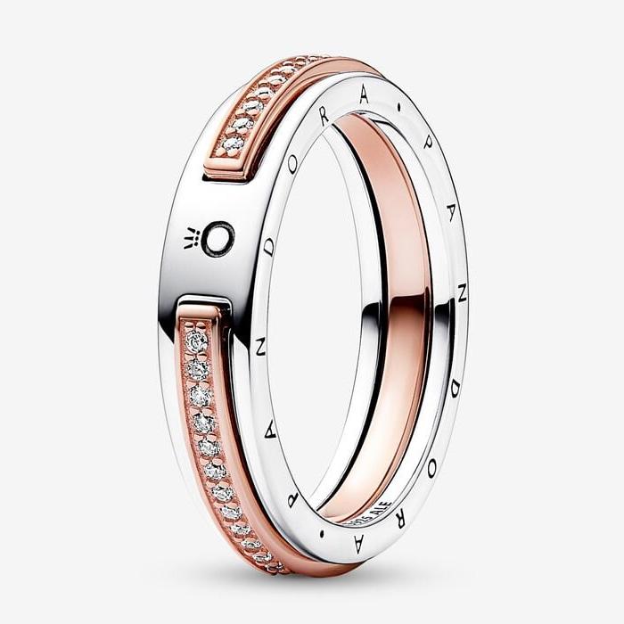 판도라 시그니처 투톤 로고 파베 반지 182773C01- 이랜드몰