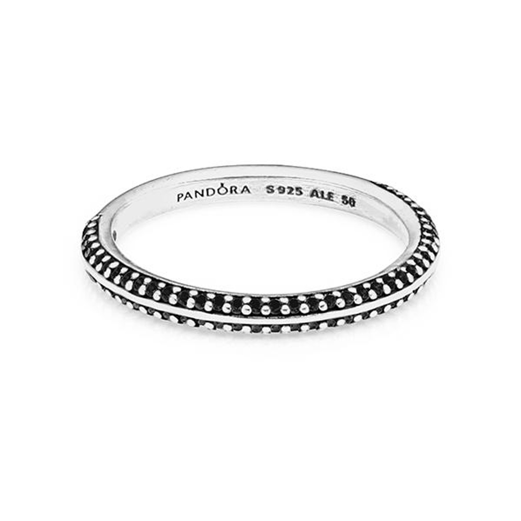 판도라 199679C02 판도라 미 블랙 파베 실버 반지- 이랜드몰