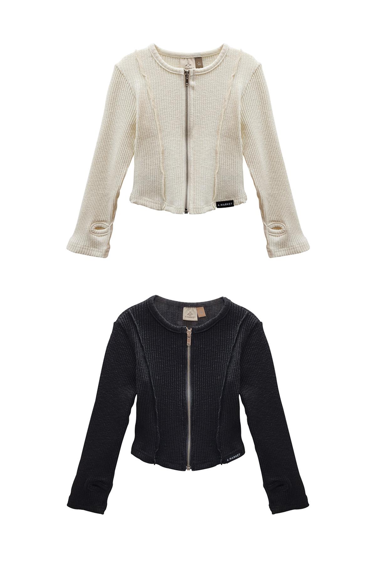 wavy knit zip-up- KIDIKIDI