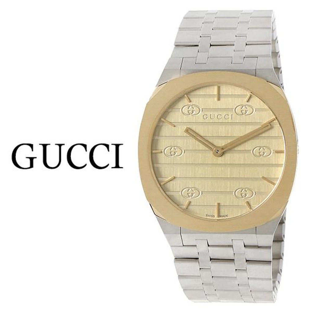 구찌 25H 쿼츠 골드 다이얼 시계 YA163405- 이랜드몰