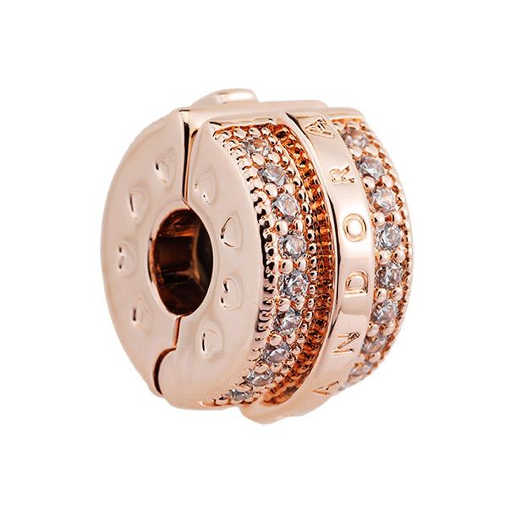 판도라 로즈 스파클링 파베 라인즈 & 로고 클립 참 789042C01- 이랜드몰