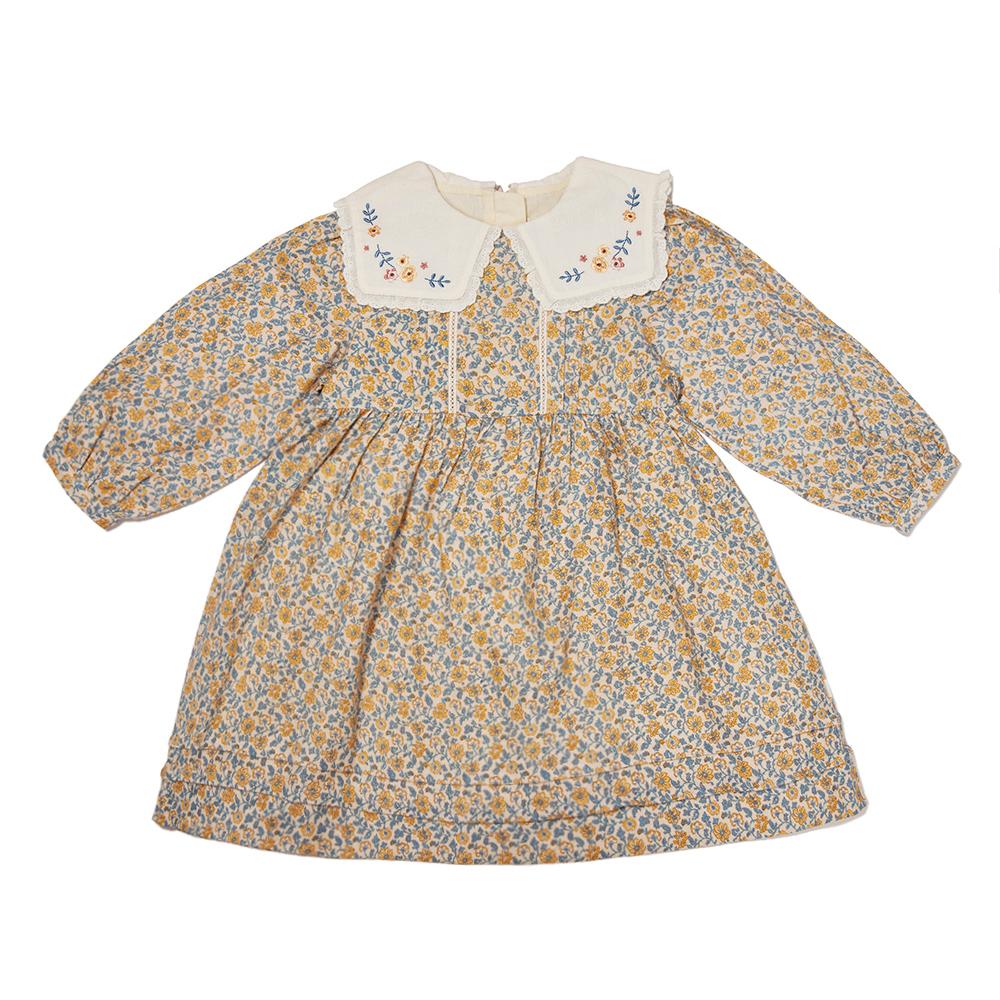 [밍크뮤] 스퀘어자수카라원피스 (32C15-400-03)- KIDIKIDI