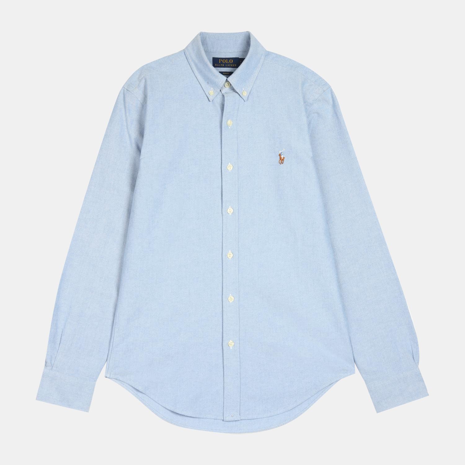 [정품보장] 폴로 남자 포니 로고 자수 옥스포드 셔츠 블루 710549084007- 이랜드몰