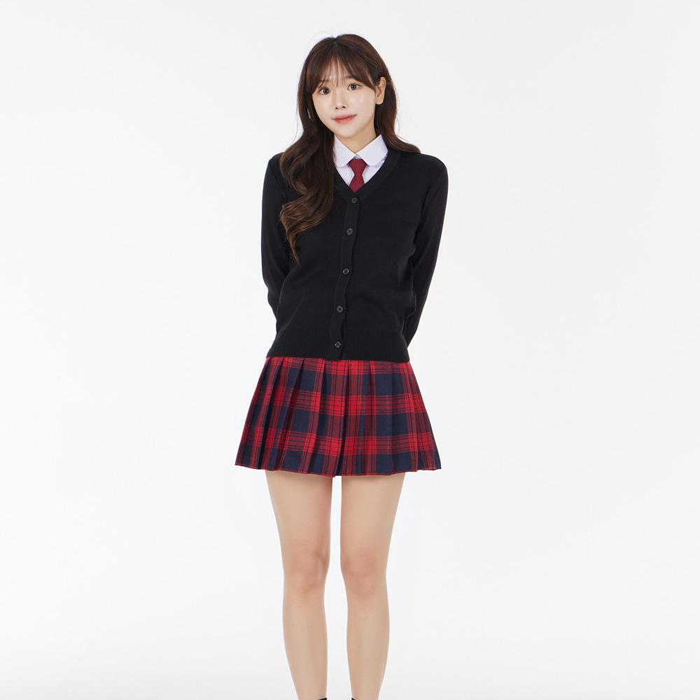A라인 체크 테니스 스커트(레드) 교복 치마 유니폼- 이랜드몰
