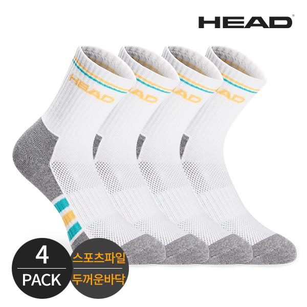 헤드 여성 스포츠파일 바닥 라인배색 중목양말 4P_WH- 이랜드몰