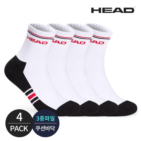 헤드 남성 스포츠파일 바닥배색 라인포인트 중목양말 4P_WH- 이랜드몰
