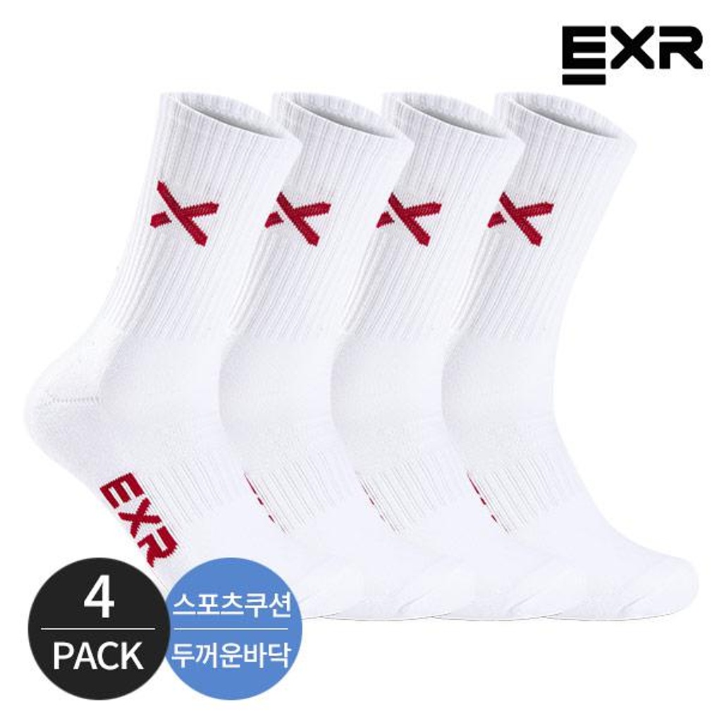 EXR 남성 스포츠 쿠션 베이직 스탠다드 장목양말 4P_WHRD- 이랜드몰