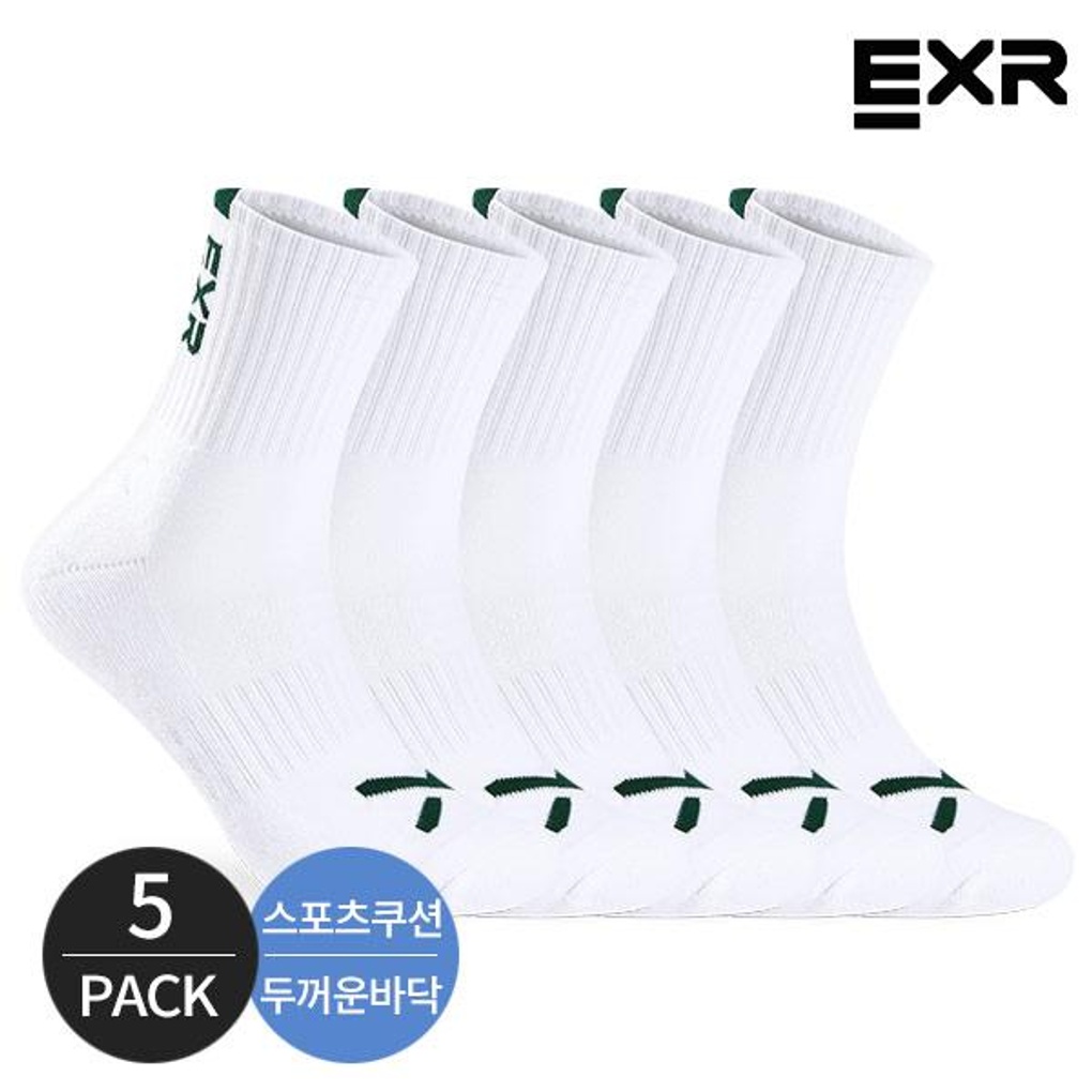 EXR 남성 스포츠 쿠션 발등 로고포인트 중목양말 5P_WHGR- 이랜드몰