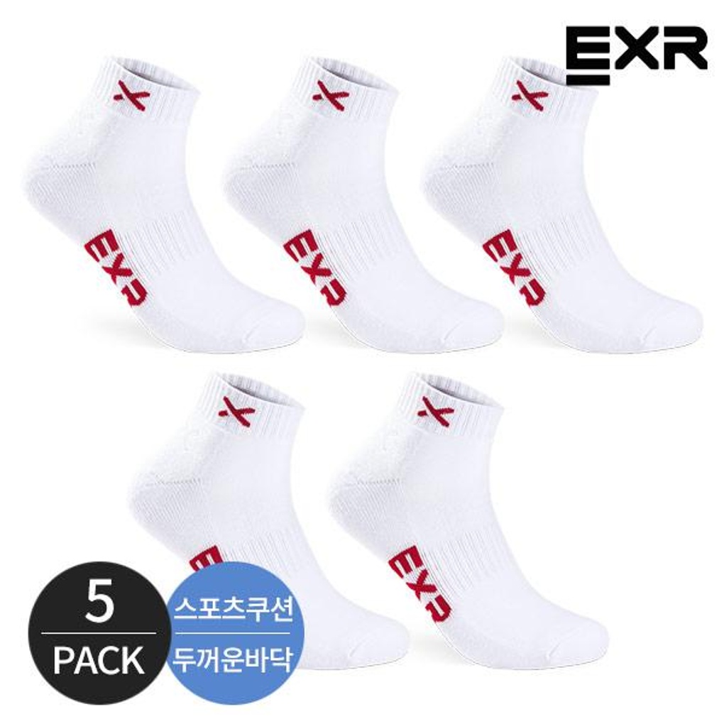EXR 남성 스포츠 쿠션 베이직 컬러로고 발목양말 5P_WHRD- 이랜드몰